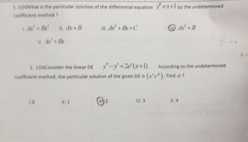 Solved IOAWhat is the particular solution of the | Chegg.com