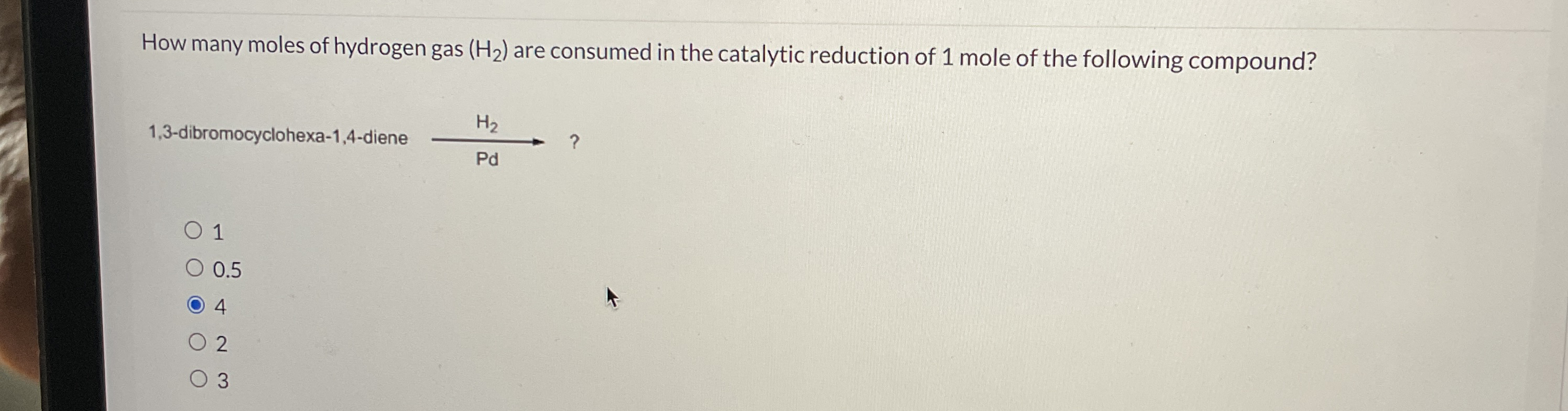 Solved How many moles of hydrogen gas (H2) ﻿are consumed in | Chegg.com