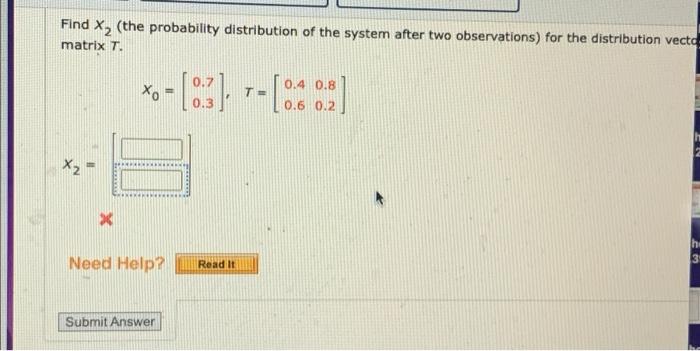 Solved Find X2 (the probability distribution of the system | Chegg.com