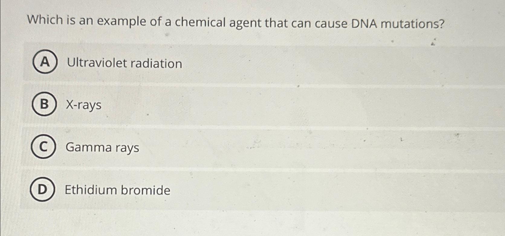 Solved Which is an example of a chemical agent that can | Chegg.com