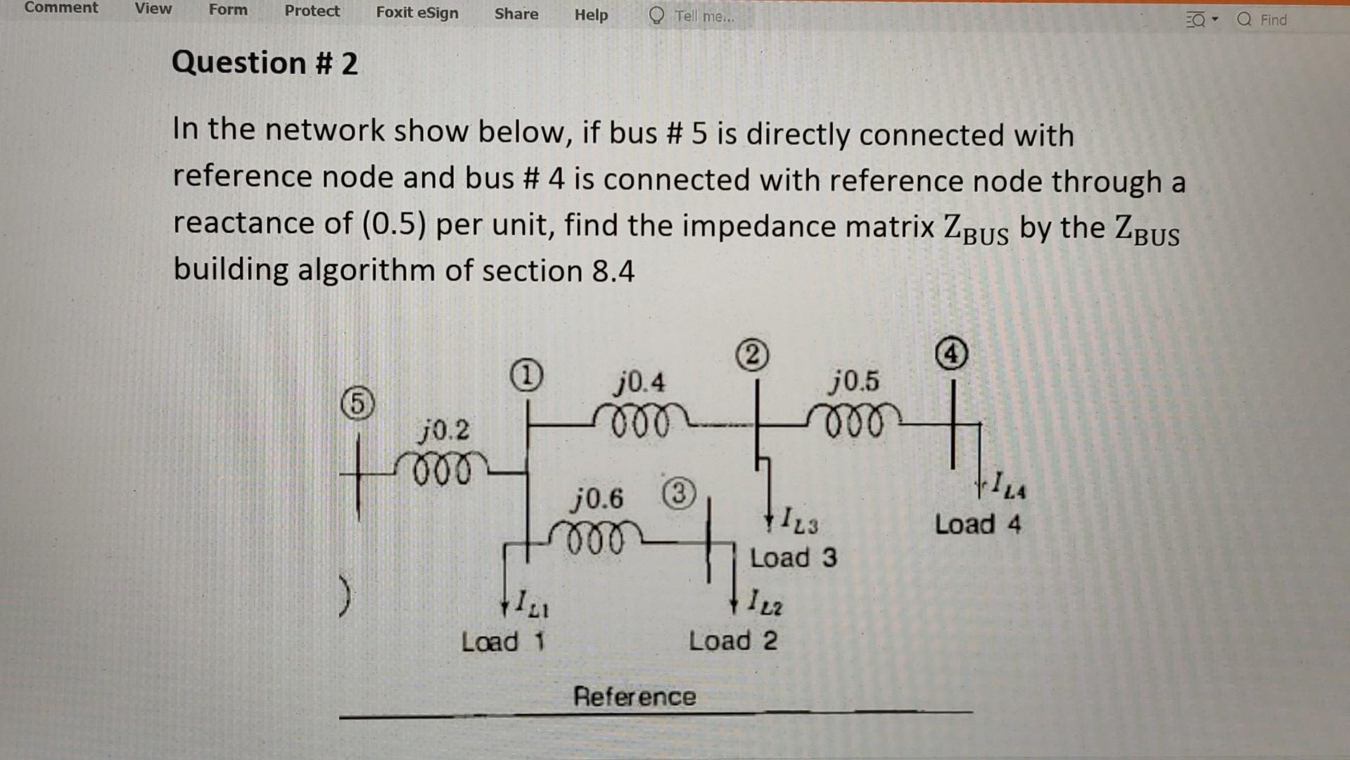 Solved In the network show below, if bus \# 5 is directly | Chegg.com