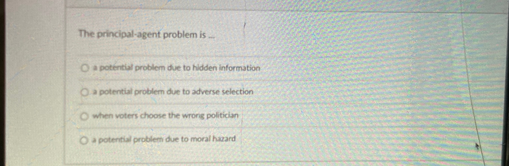 Solved The principal-agent problem isa potential problem due | Chegg.com