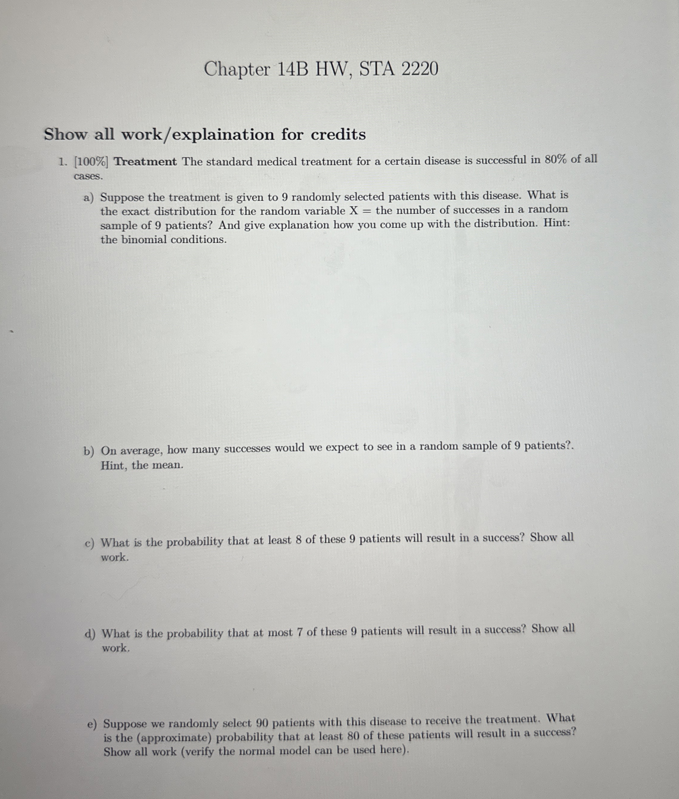 Solved Chapter 14B HW, ﻿STA 2220Show all work/explaination | Chegg.com