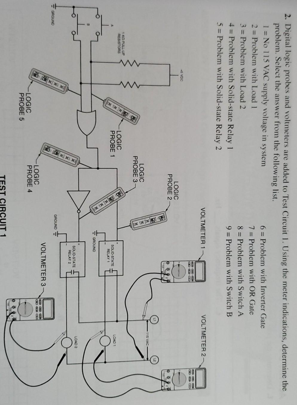 Solved 2. Digital logic probes and voltmeters are added to | Chegg.com