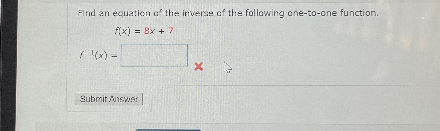 Solved Find an equation of the inverse of the following | Chegg.com