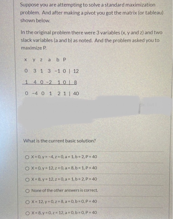 Solved Suppose you are attempting to solve a standard | Chegg.com