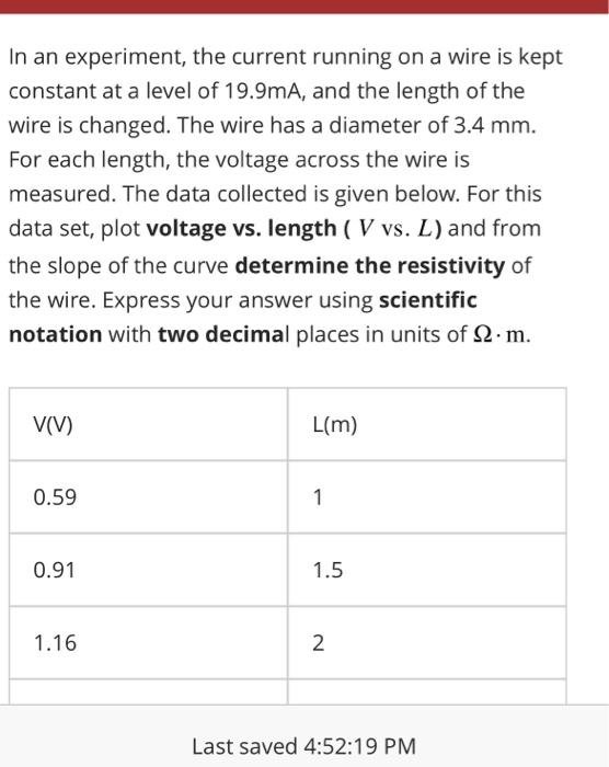 Solved In an experiment, the current running on a wire is | Chegg.com