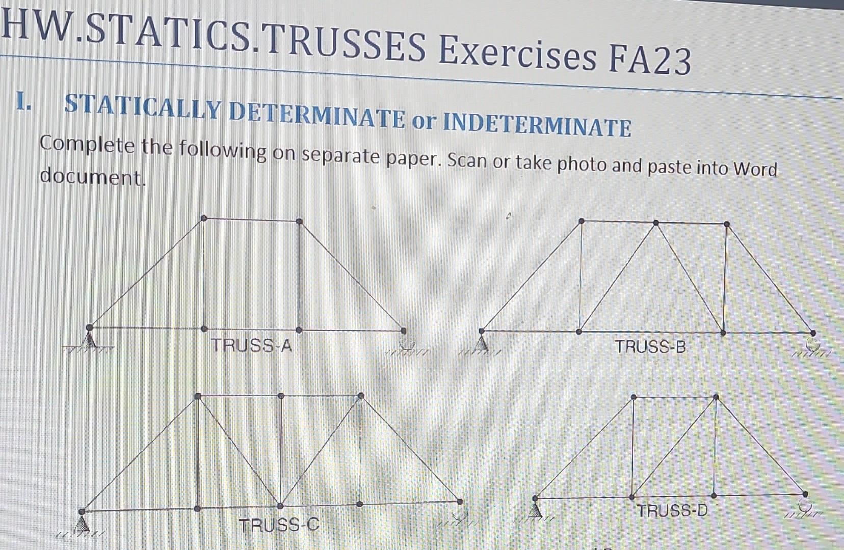 Solved STATICALLY DETERMINATE or INDETERMINATE Complete the | Chegg.com