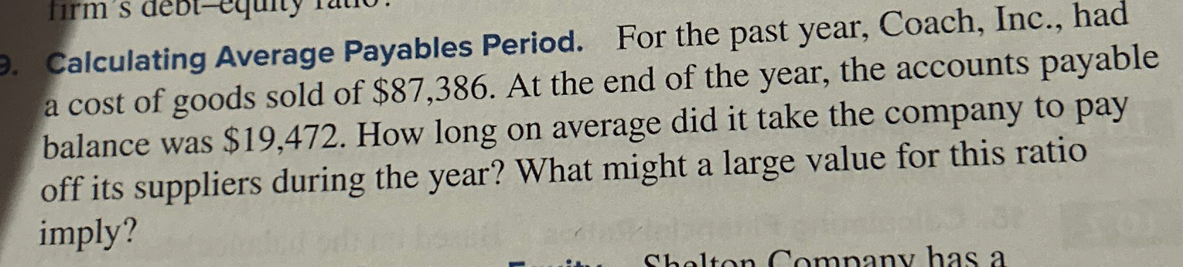 Solved Calculating Average Payables Period. For the past | Chegg.com
