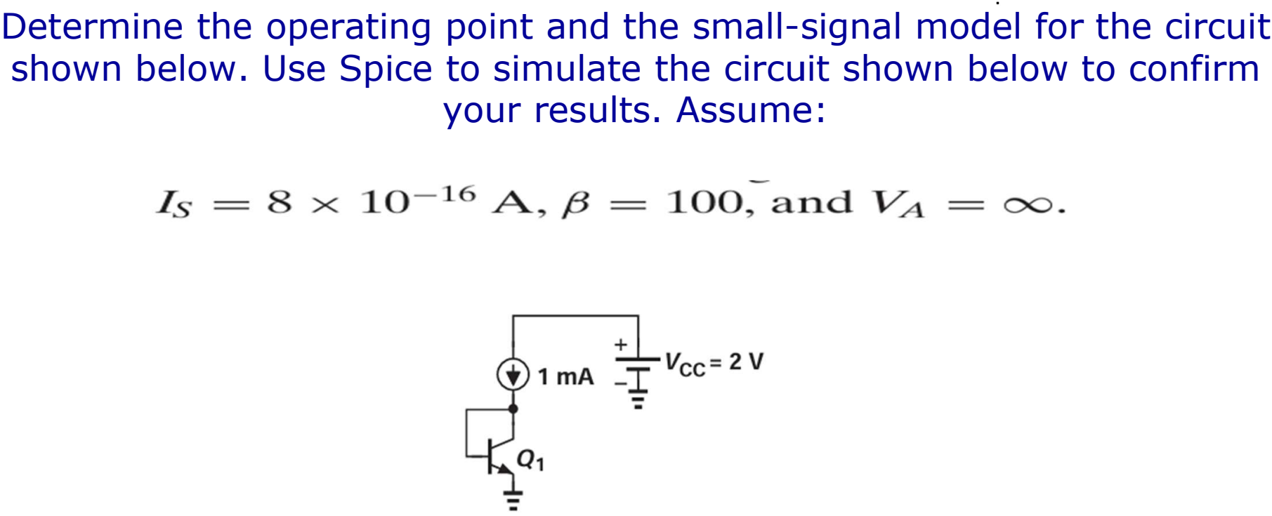 Solved Determine the operating point and the small-signal | Chegg.com