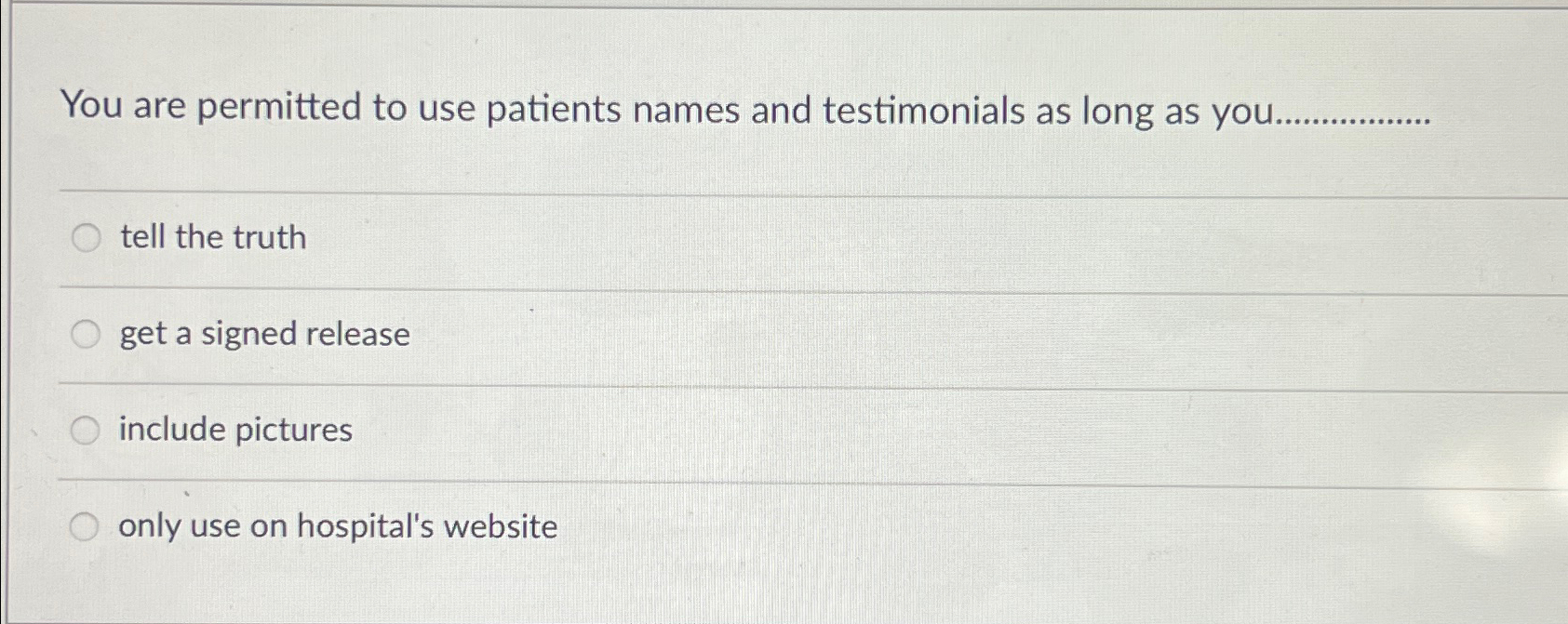 Solved You are permitted to use patients names and | Chegg.com