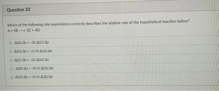 Solved Which of the following rate expressions correctly | Chegg.com