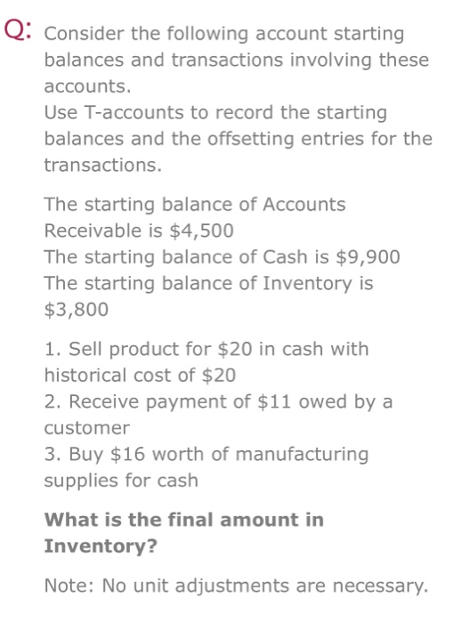 Solved Q: Consider the following account starting balances | Chegg.com
