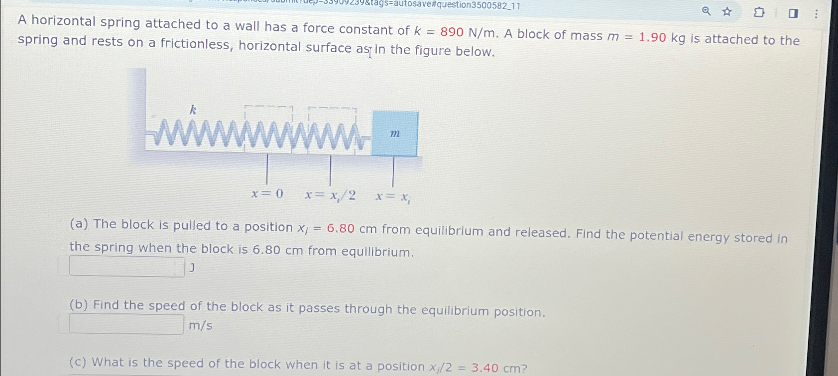 Solved A horizontal spring attached to a wall has a force | Chegg.com
