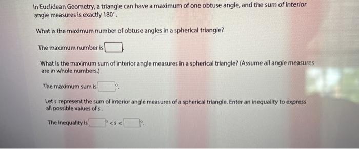 Solved In Euclidean Geometry, a triangle can have a maximum | Chegg.com