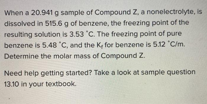 Solved When a 20.941 g sample of Compound Z, a | Chegg.com