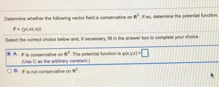 Solved Determine whether the following vector field is | Chegg.com