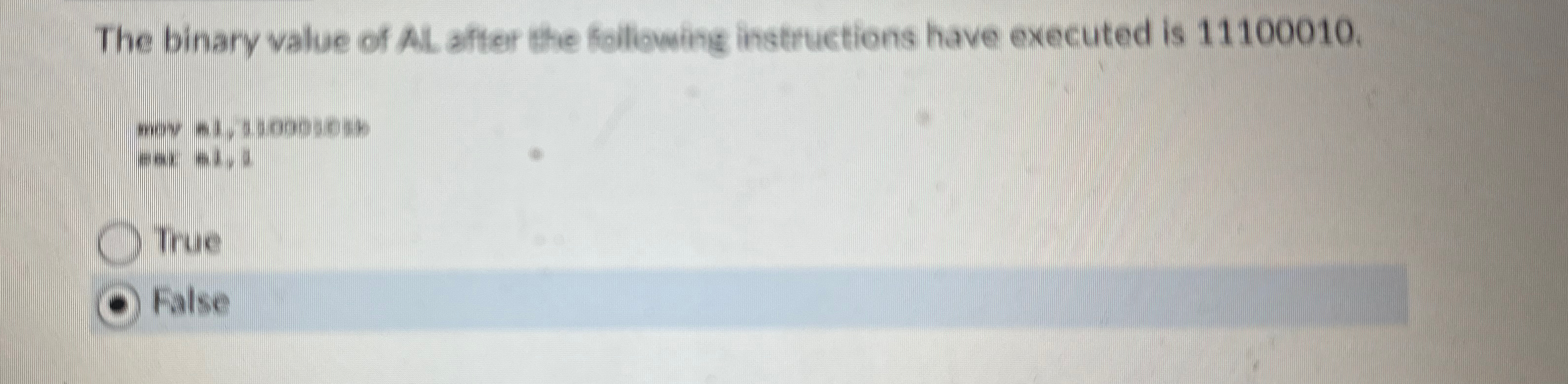 Solved The binary value of AL affer the following | Chegg.com