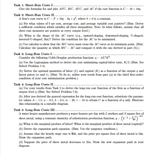 Each task is different The whole task is based on | Chegg.com