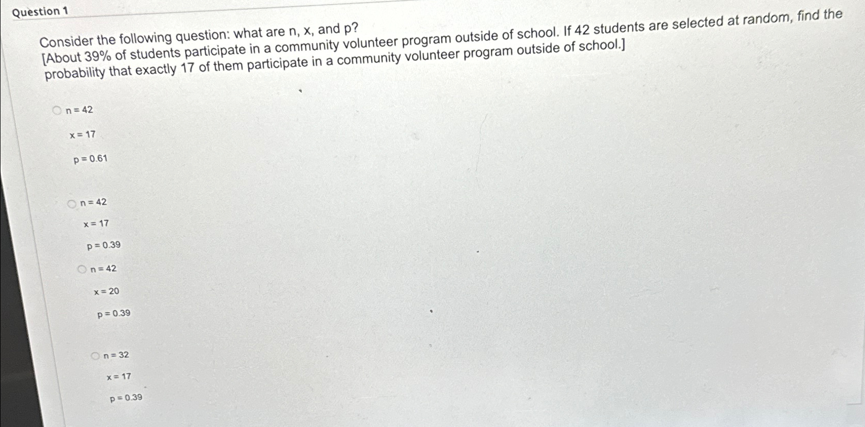 Solved Question 1Consider the following question: what are | Chegg.com