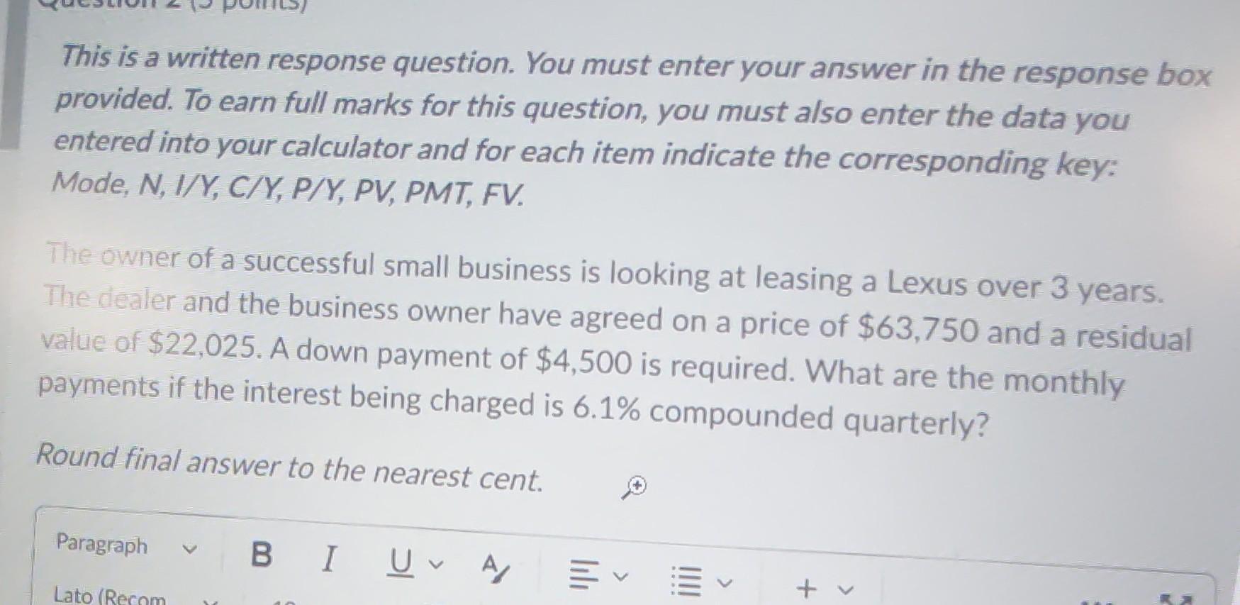 Solved This is a written response question. You must enter | Chegg.com