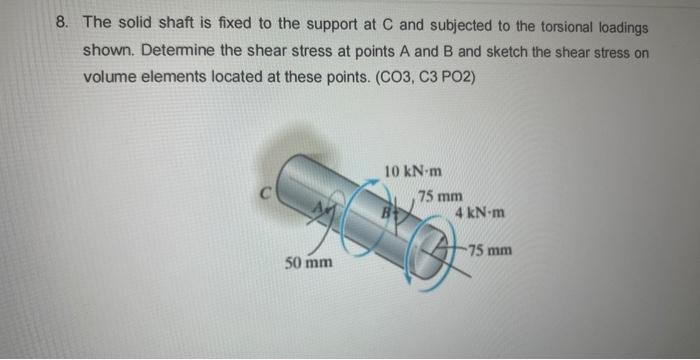 Solved The solid shaft is fixed to the support at C and | Chegg.com