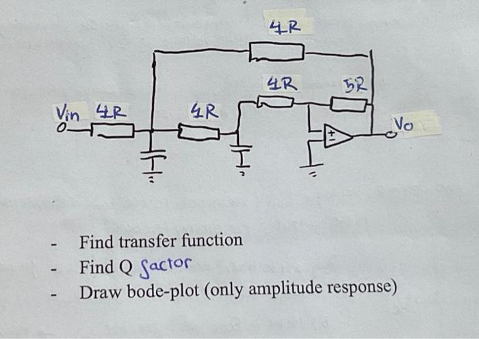 Solved - Find transfer function - Find Q Sactor - Draw | Chegg.com