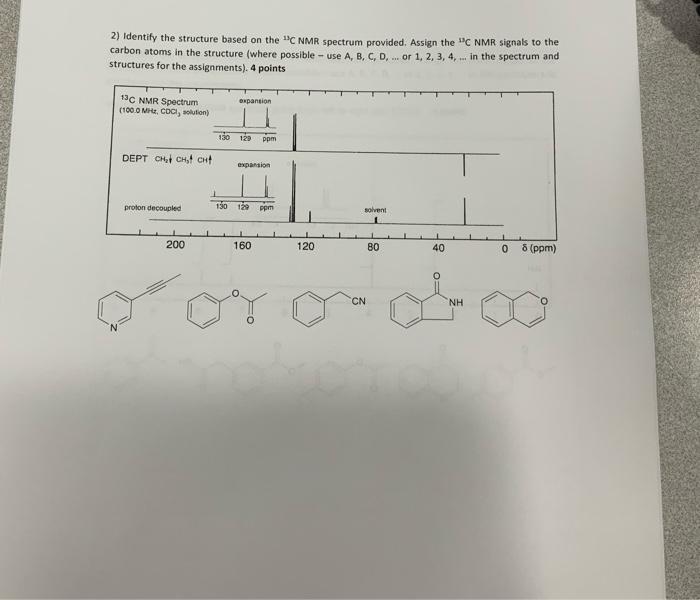 Solved 2) Identify the structure based on the 13C NMR | Chegg.com