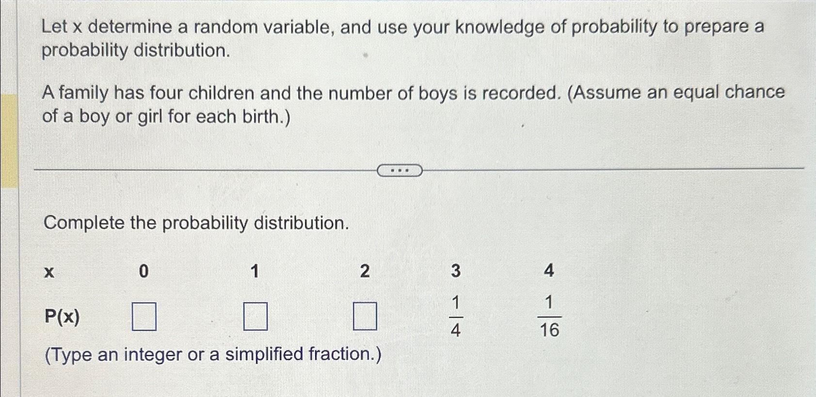 Solved Let x ﻿determine a random variable, and use your | Chegg.com