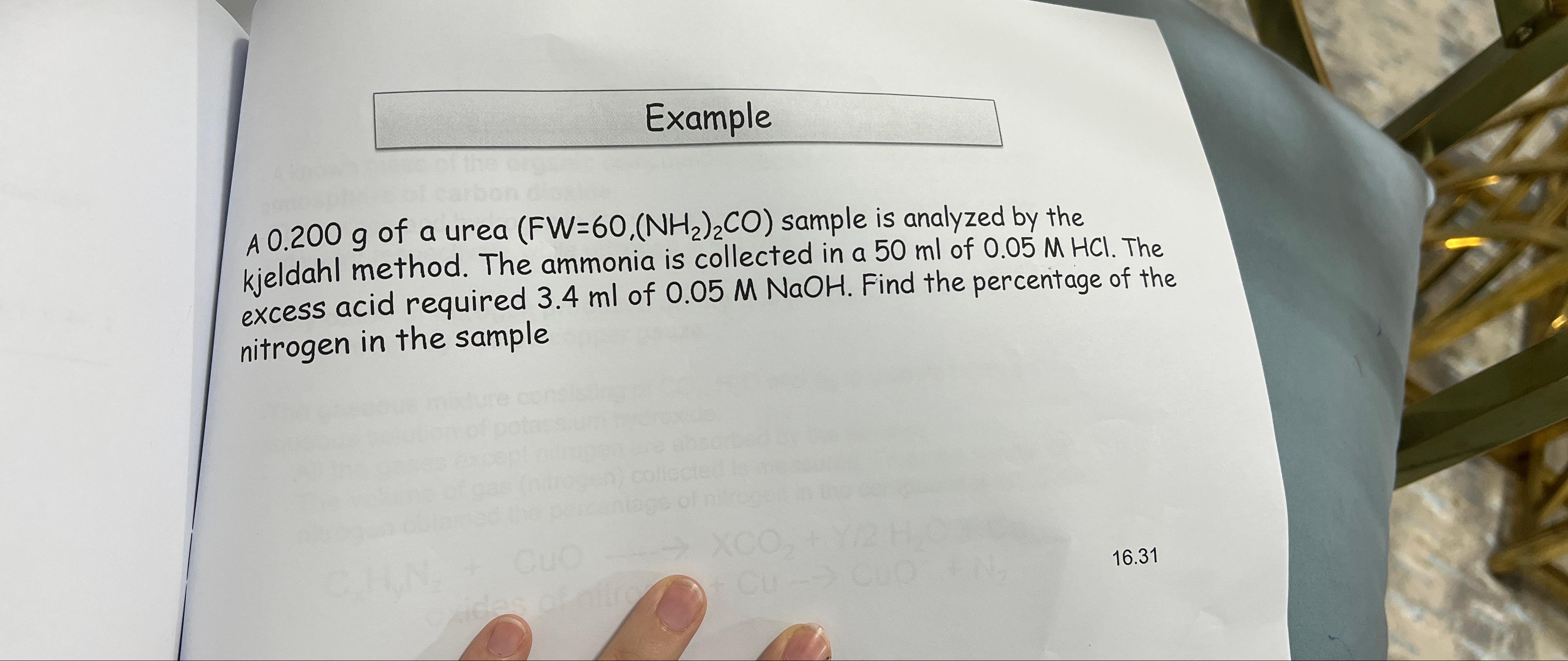 Solved ExampleA 0.200g ﻿of a urea )=(60,(NH2)2CO ﻿sample is | Chegg.com