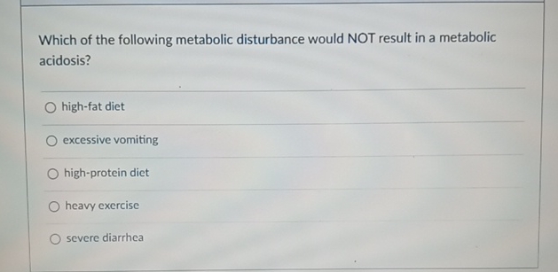 Solved Which of the following metabolic disturbance would | Chegg.com