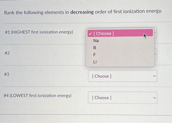 Solved Rank the following elements in decreasing order of | Chegg.com