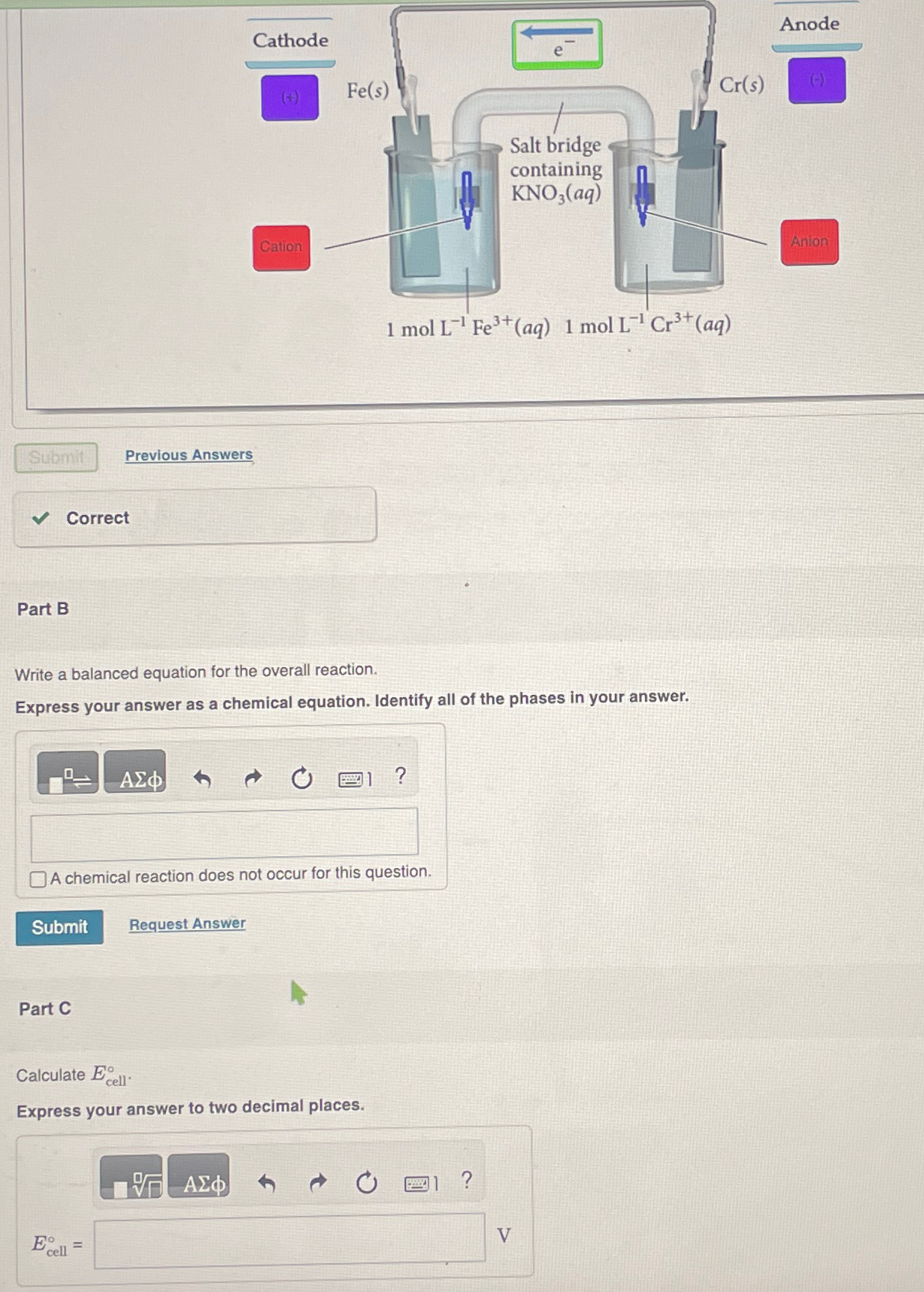 Solved Previous AnswersCorrectPart BWrite a balanced | Chegg.com