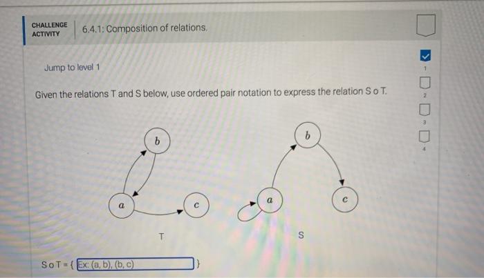 Solved CHALLENGE ACTIVITY 6.4.1: Composition of relations | Chegg.com
