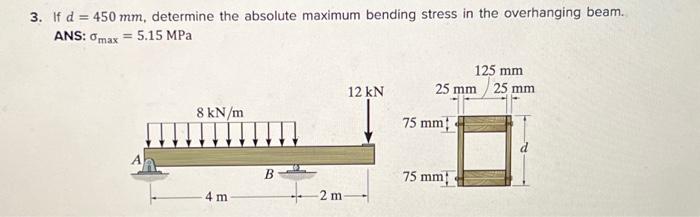 Solved 3. If d=450 mm, determine the absolute maximum | Chegg.com