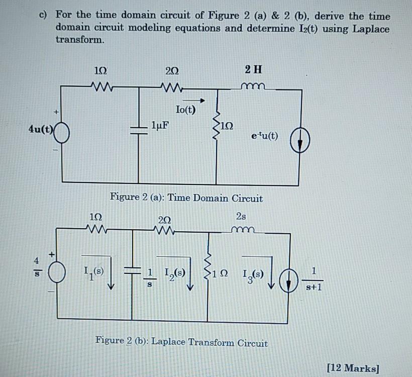 Solved c) For the time domain circuit of Figure 2 (a) & 2 | Chegg.com