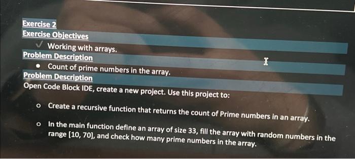 Solved Exercise 2 Exercise Objectives Working with arrays. | Chegg.com