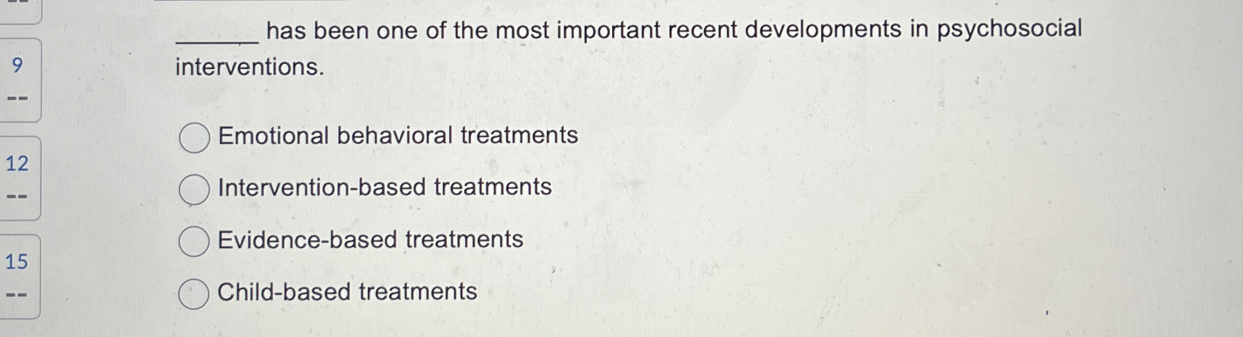 Solved 9interventions.Emotional behavioral | Chegg.com