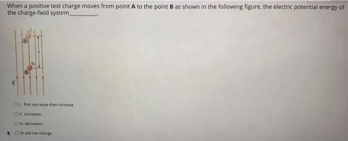 Solved When a positive test charge moves from point A to the | Chegg.com