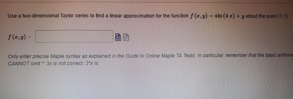 Solved Use a two-dimensional Taylor series to find a linear | Chegg.com