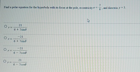 Solved Find a polar equation for the hyperbola with its | Chegg.com