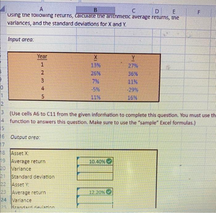 Solved Using tne rollowing returns, caiculate the antnmenc | Chegg.com