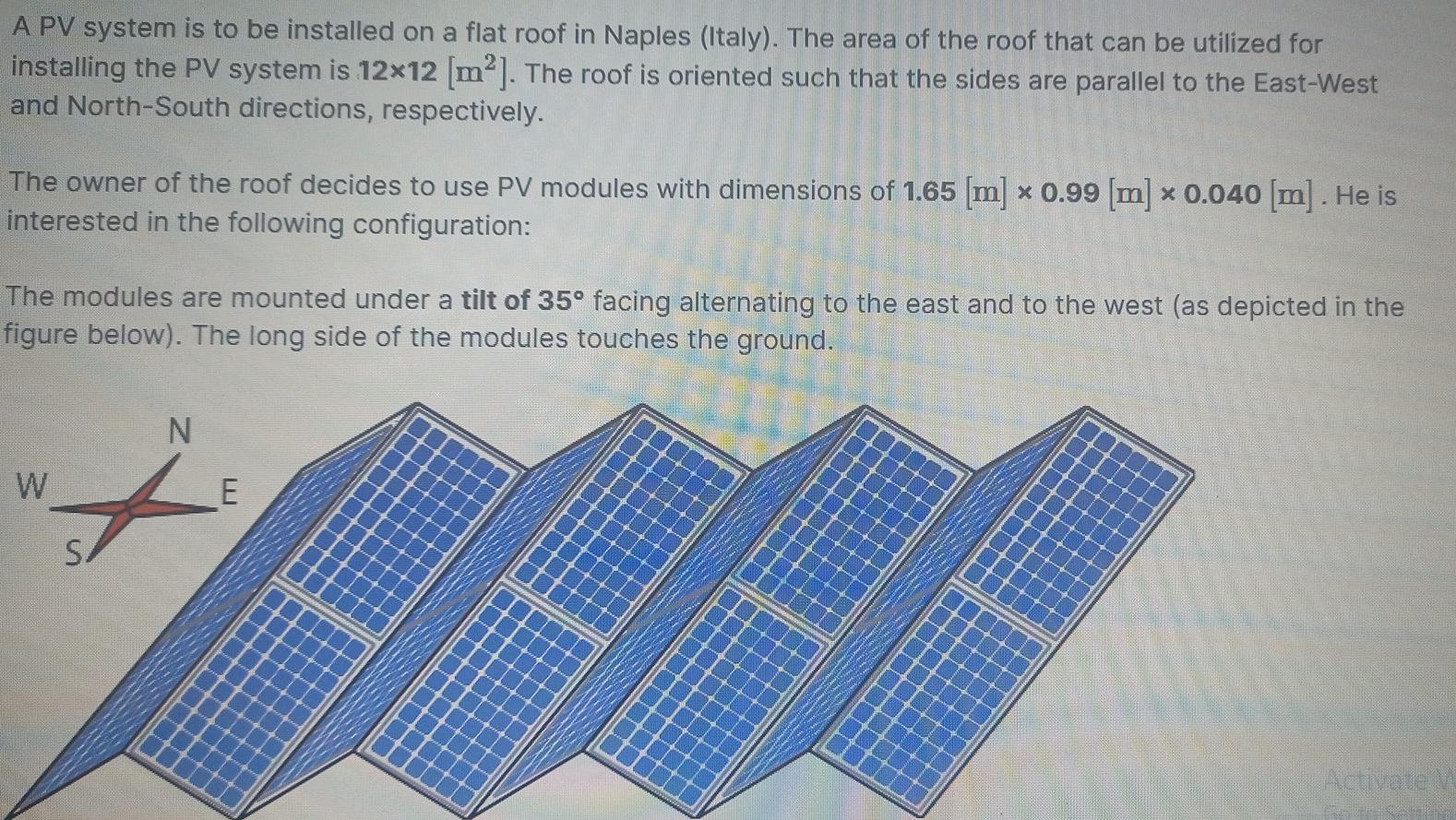 Solved A PV system is to be installed on a flat roof in | Chegg.com