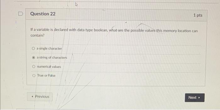 Solved If a variable is declared with data type boolean, | Chegg.com