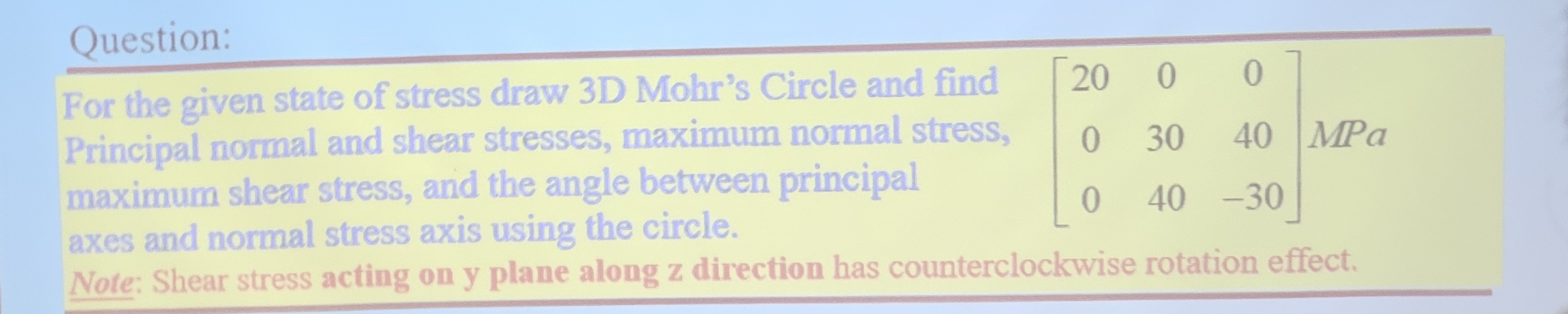 Question:For the given state of stress draw 3D Mohr's | Chegg.com