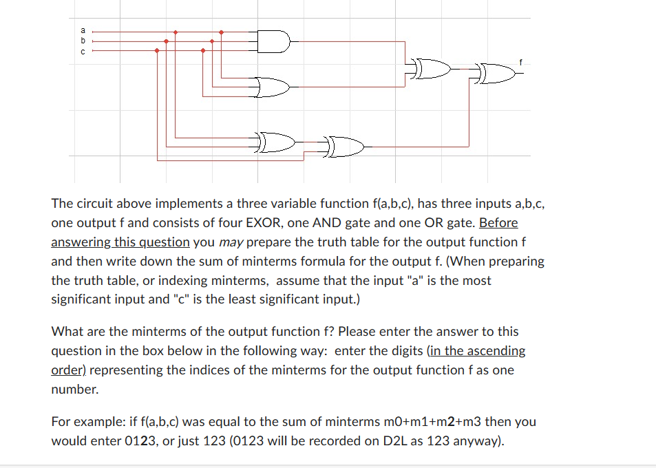 Solved The circuit above implements a three variable | Chegg.com