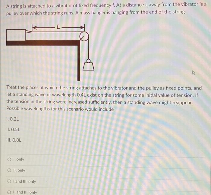 Solved A string is attached to a vibrator of fixed frequency | Chegg.com