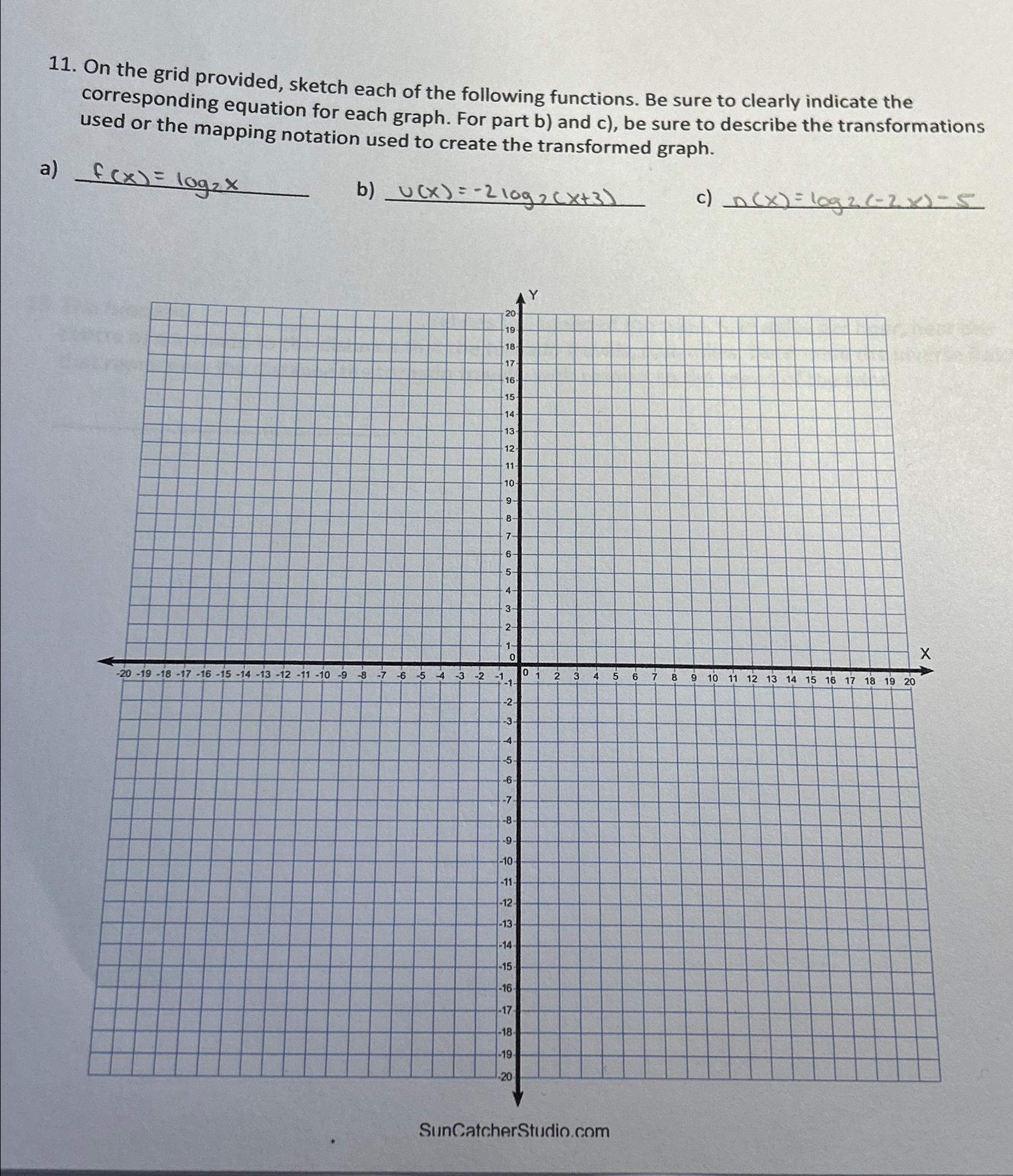 Solved On the grid provided, sketch each of the following | Chegg.com