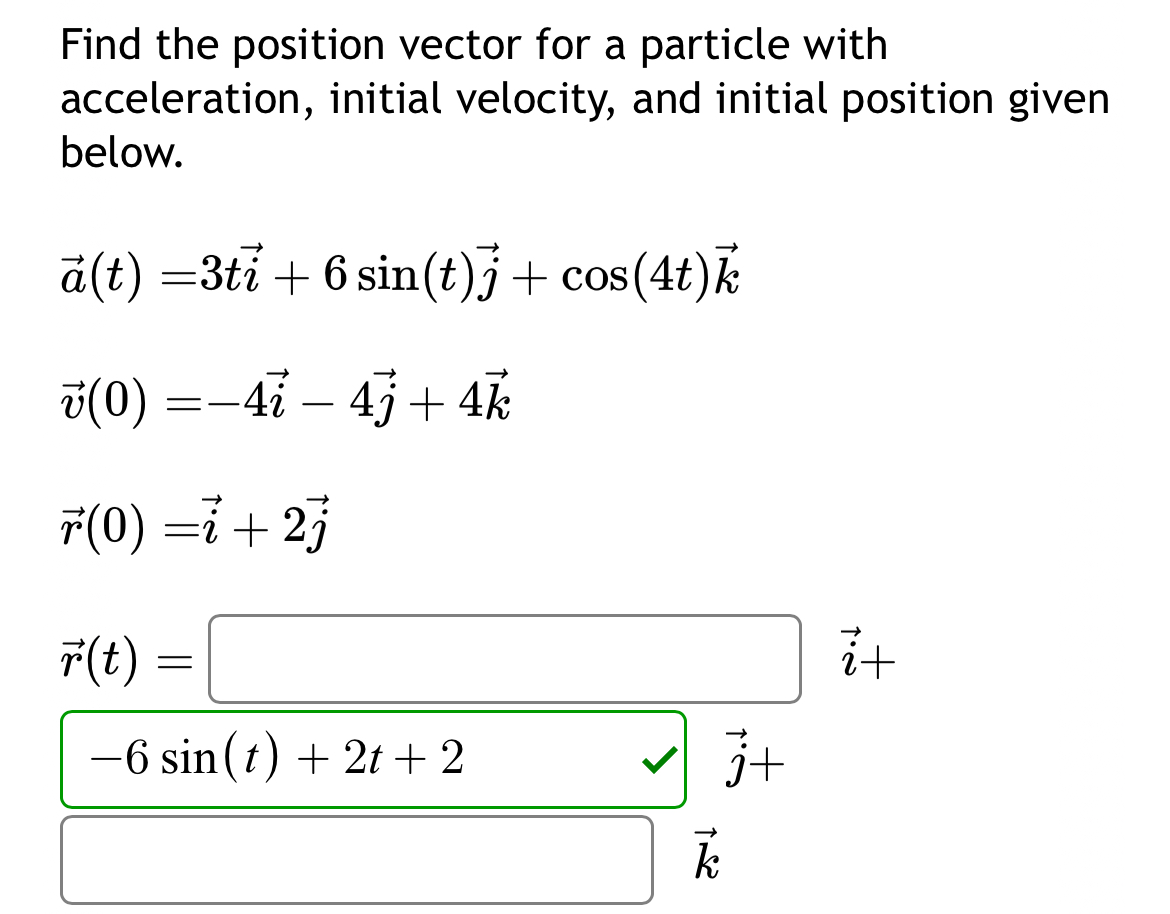 Solved Find the position vector for a particle with | Chegg.com