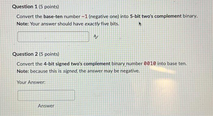 Solved Convert The Base Ten Number 1 Negative One Into 7136